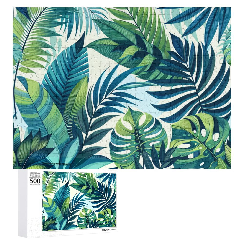 JRXY Tropical Leaves Summer Blue Green Palm Leaf Decorative Hawaiian ...