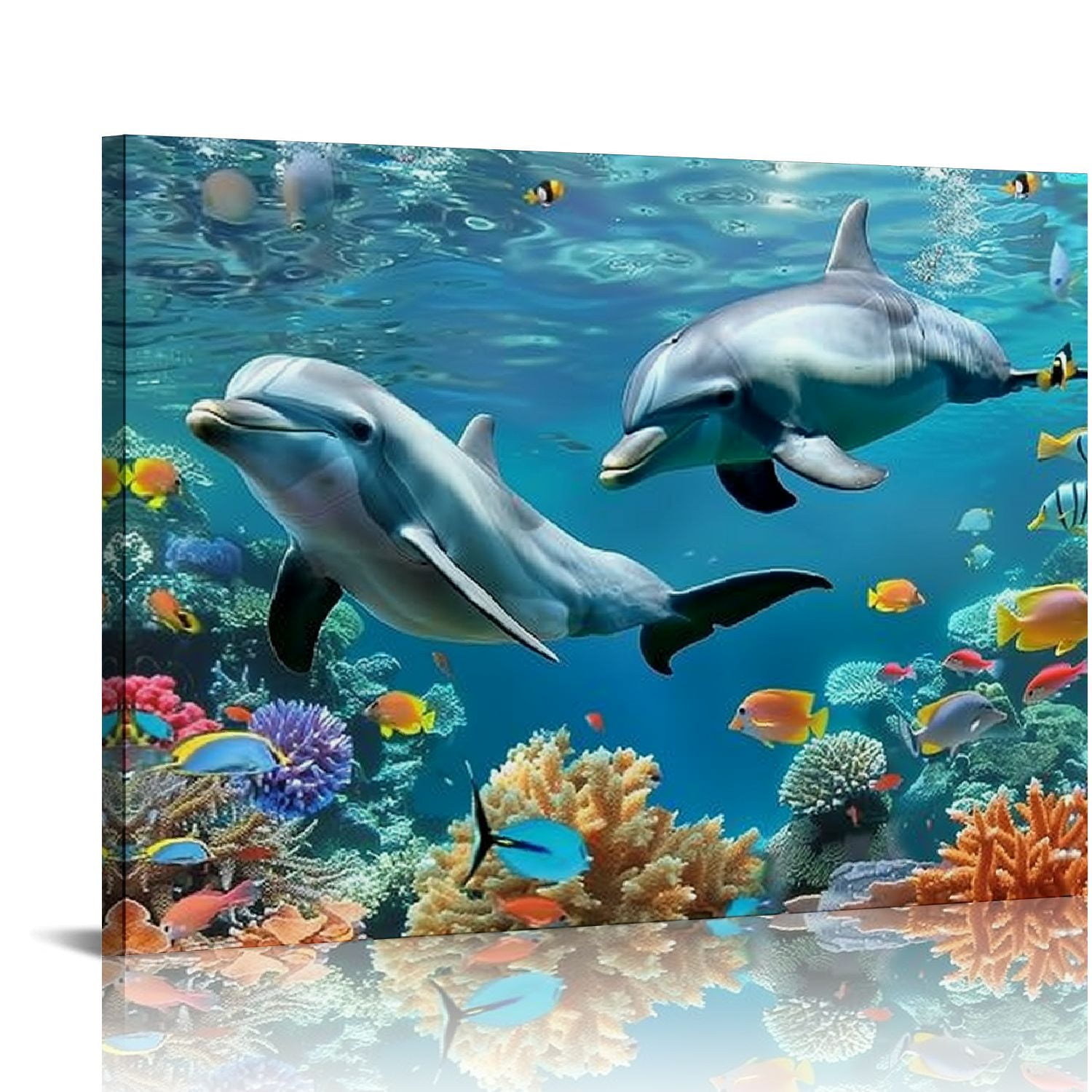 JRXY Tropical Ocean Sealife Coral Reef, Fish, Dolphin Underwater Canvas ...