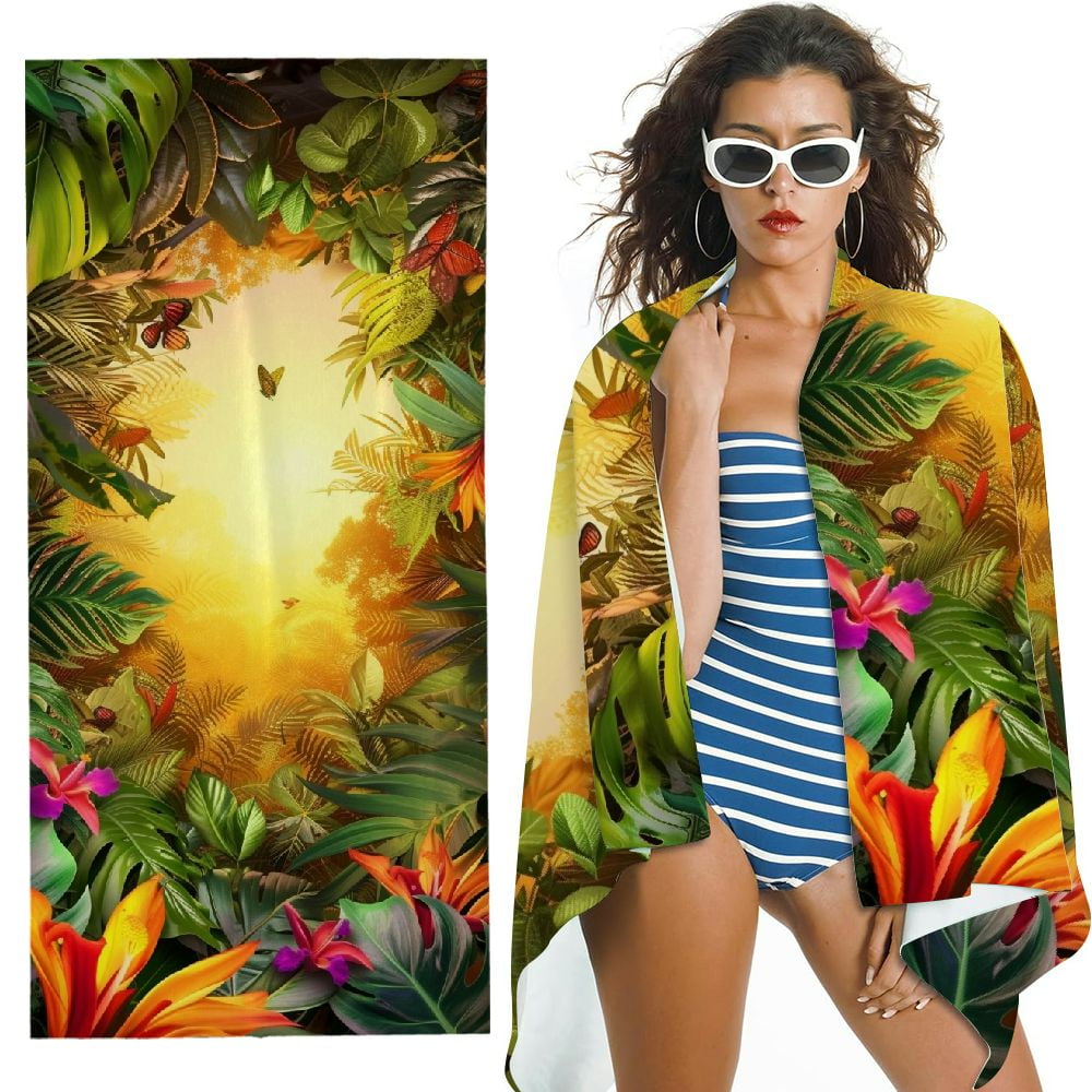 JRXY Tropical Paradise Hawaiian Flora Beach Towel Large Oversized Pool Towel 60 * 30in 30x60in ...