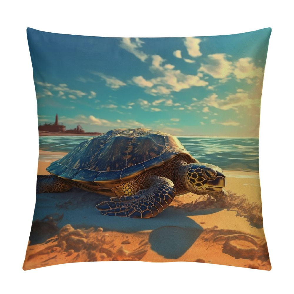 JRXY Turtle Pillow Covers , Sea Turtle Decor, Coastal Pillow Covers, Motivational Beach House ...