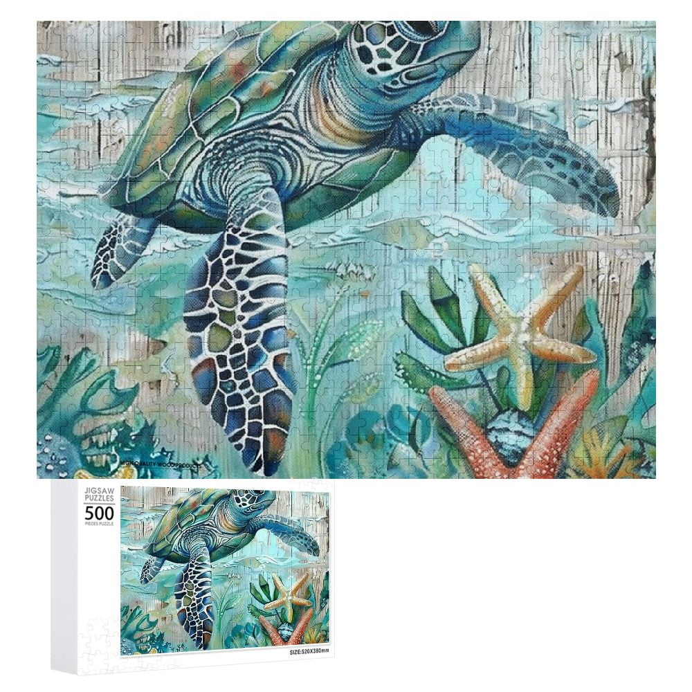 JRXY Turtle Starfish Seaweed Wooden Jigsaw Puzzle Impossible Wooden ...