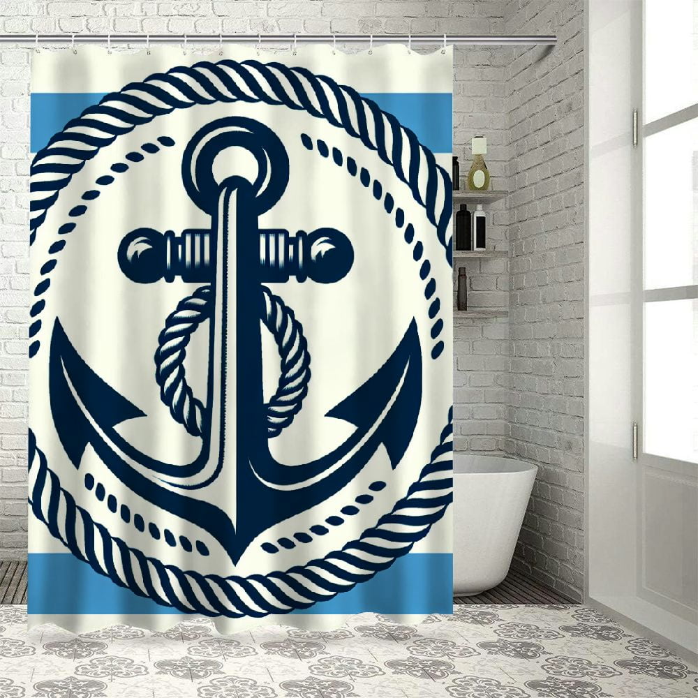 JRXY Vintage Anchor Nautical Theme Decorative Shower Curtain Multiple ...