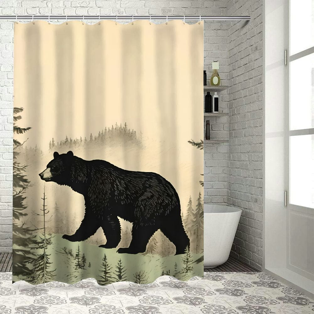 JRXY Vintage Bear Cabin Deer Hunting Shower Curtain, Multiple Sizes ...
