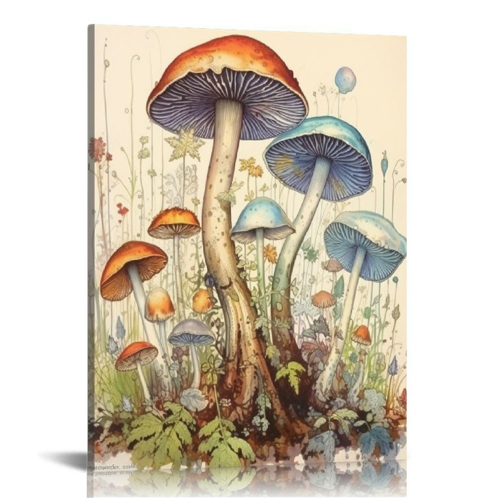 JRXY Vintage Mushroom Botanical Wall Art Canvas Prints Rustic Country ...