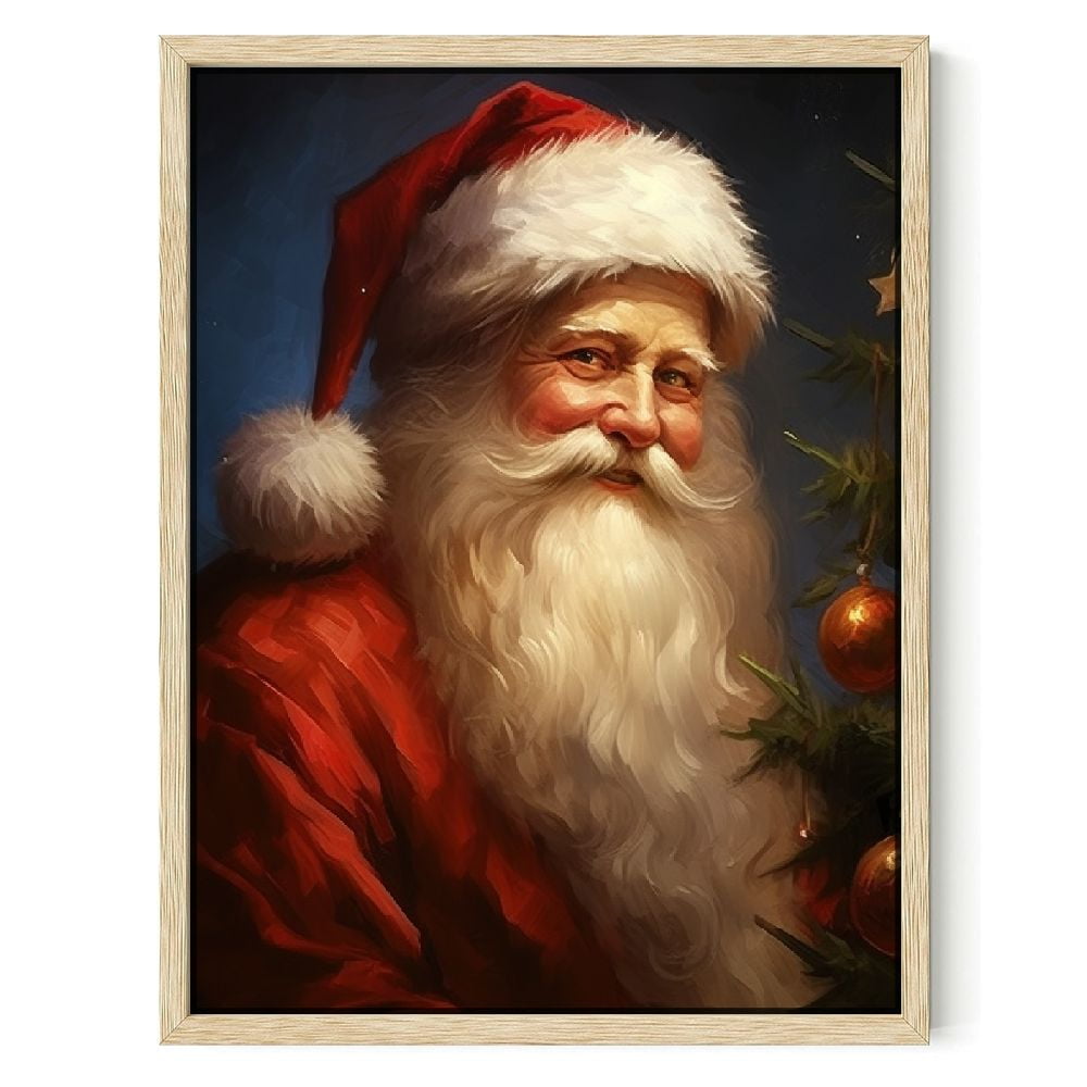 JRXY Vintage Santa Claus Portrait Painting Wall Art Decor Framed ...