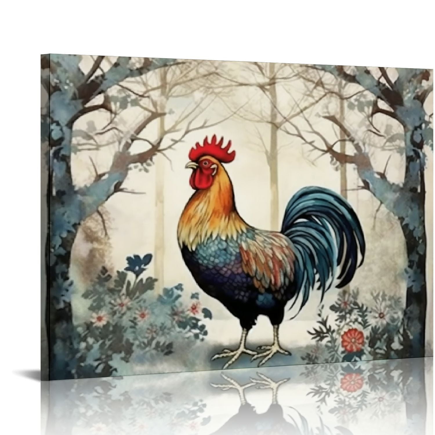 JRXY Vintage Tin Signs Rooster and Tree Vintage Wall Decor Retro Art ...