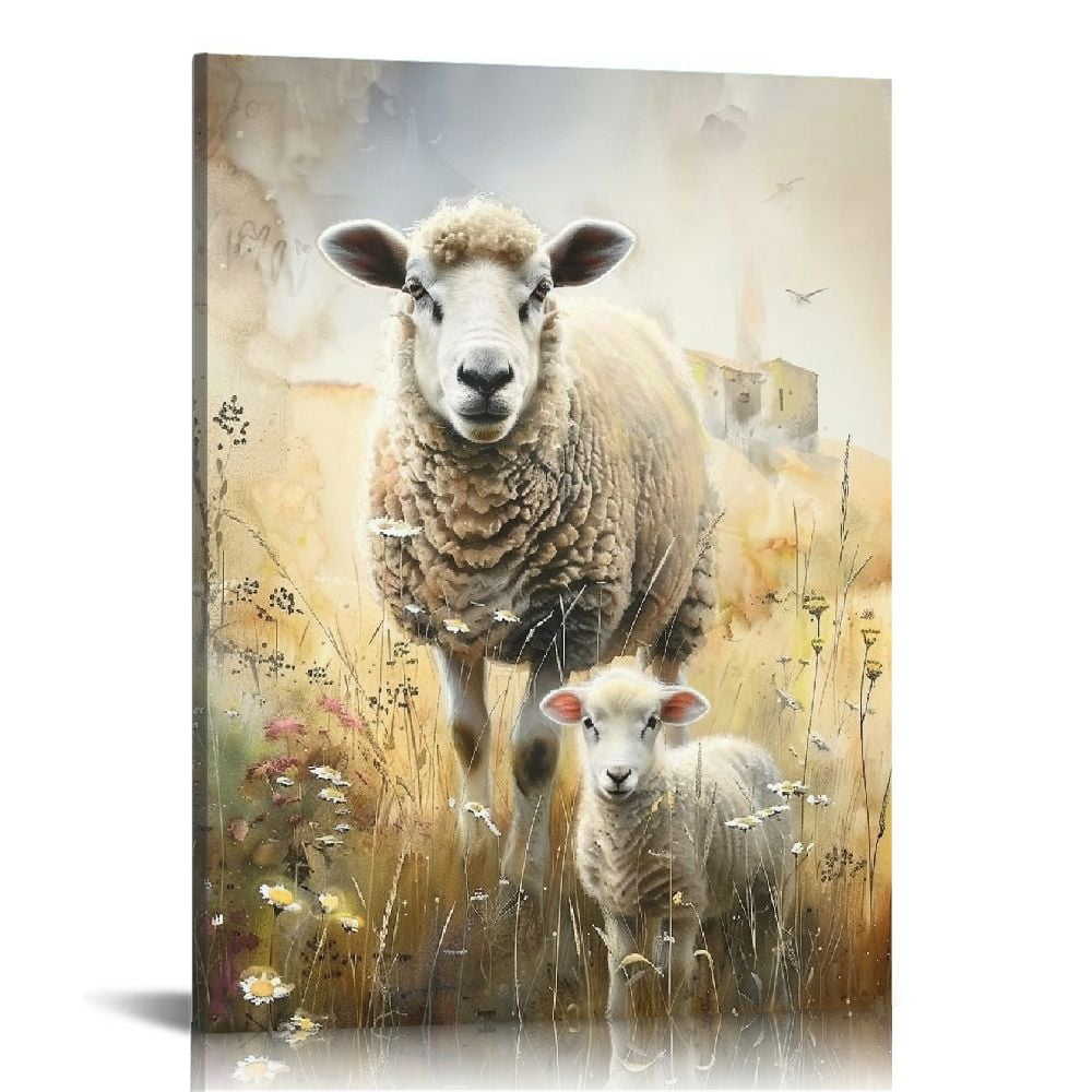 JRXY Vintage Wall art Sheep picture wall decoration Abstract animal ...