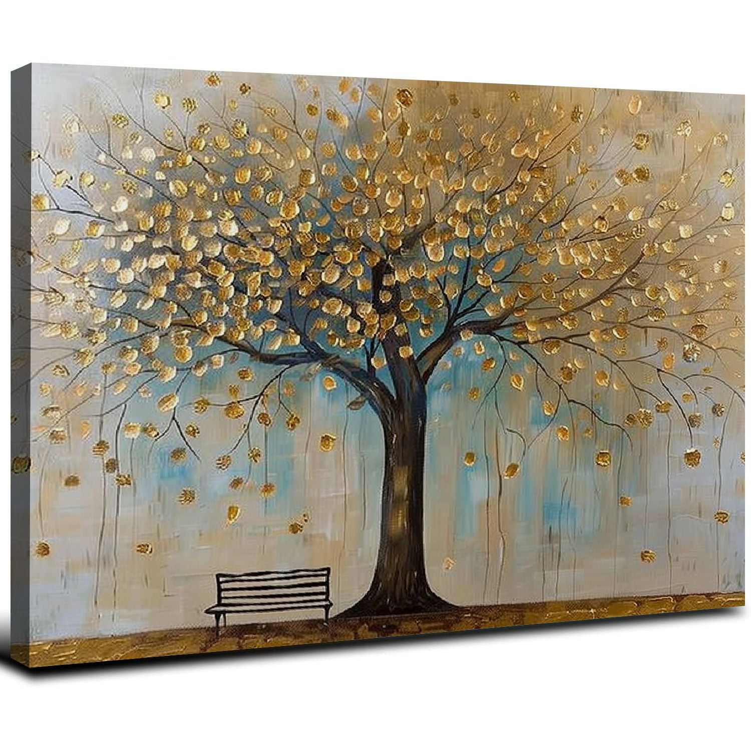 JRXY Wall Art Gold Abstract Tree of Life Framed Modern Artwork Canvas Textured Tree Pictures ...