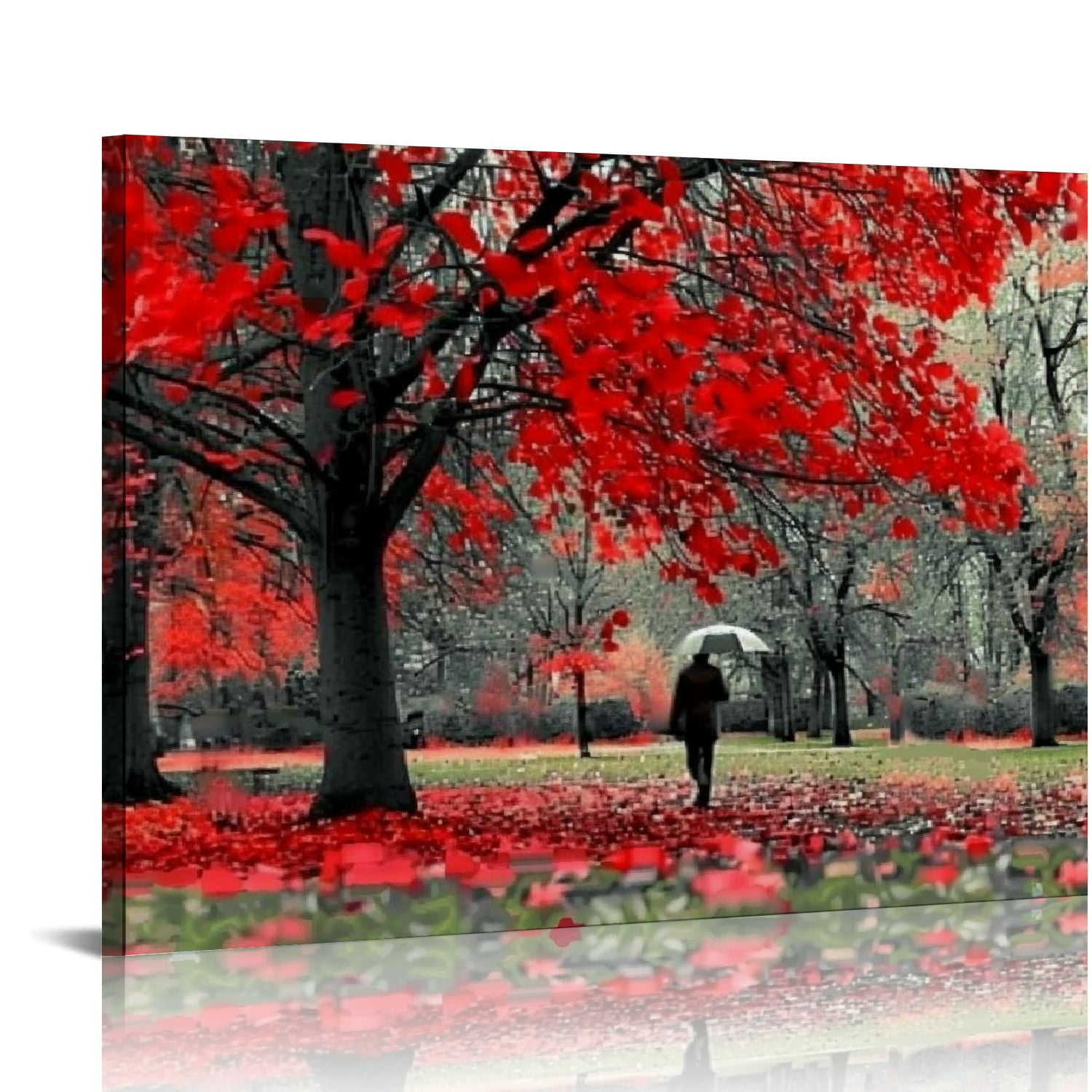 JRXY Wall Art Living Room Black White Tree Red Natural Scenery Canvas ...