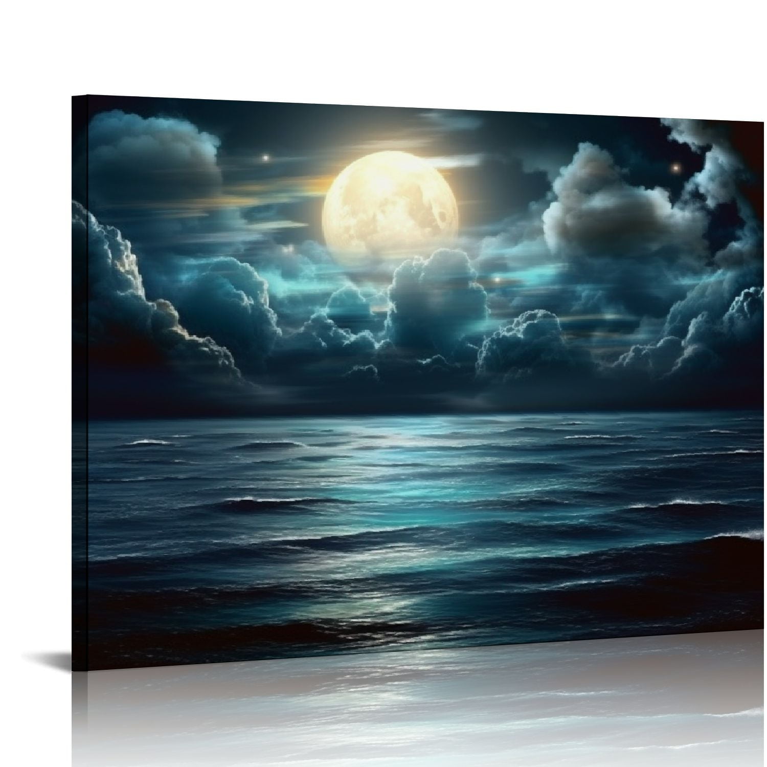 JRXY Wall Art Moon Sea Ocean Landscape Picture Canvas Wall Art Print ...