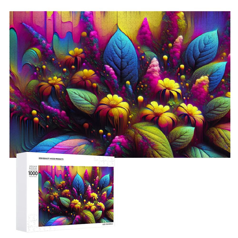 JRXY Watercolor Floral Abstract Art Painting Wooden Jigsaw Puzzle for ...