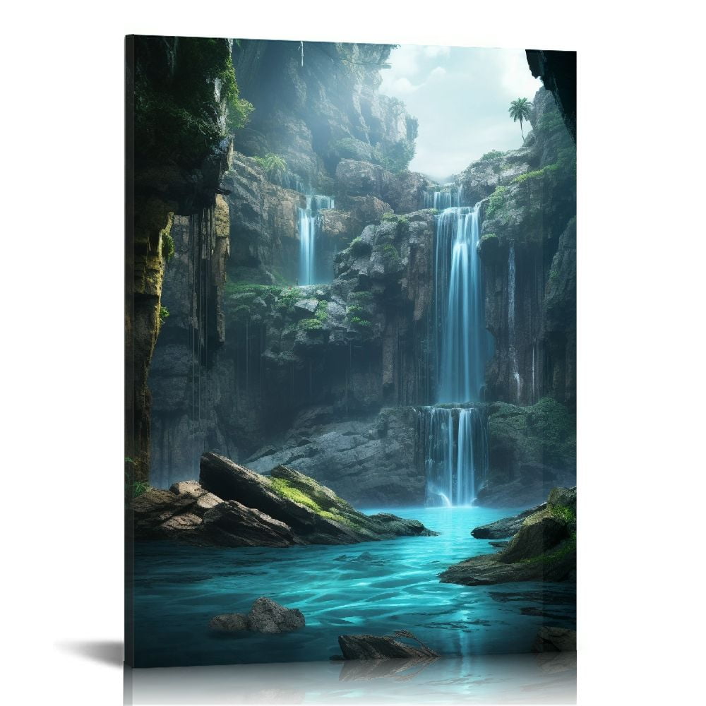 JRXY Waterfall Canvas Wall Art Peaceful Waterfall Canvas Prints ...