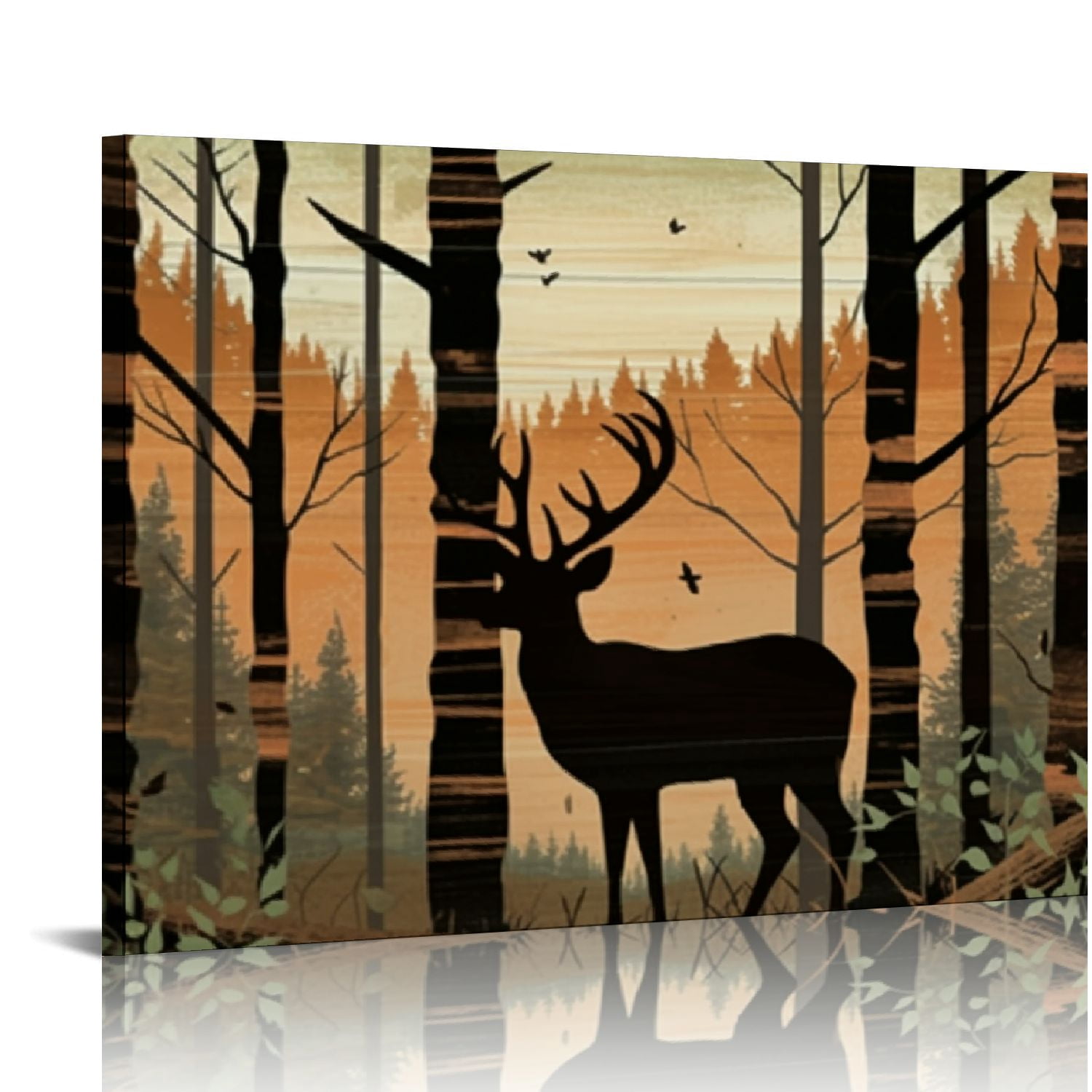 JRXY Wild Animal Canvas - Rustic Cabin Decor Wildlife Wall Art - Deer ...