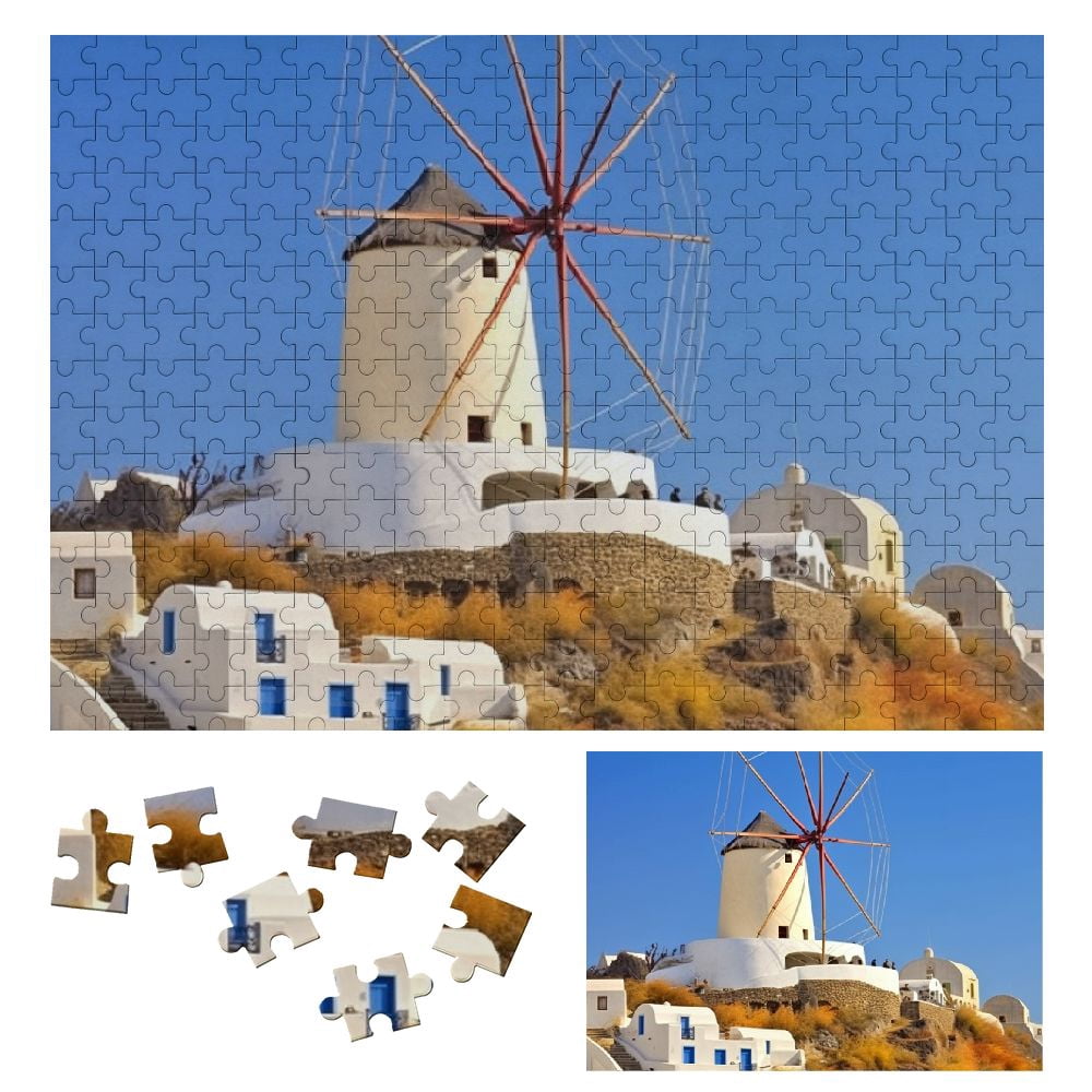 JRXY Windmill Hill Buildings Wooden Jigsaw Puzzle Leisure Game Toy Gift ...