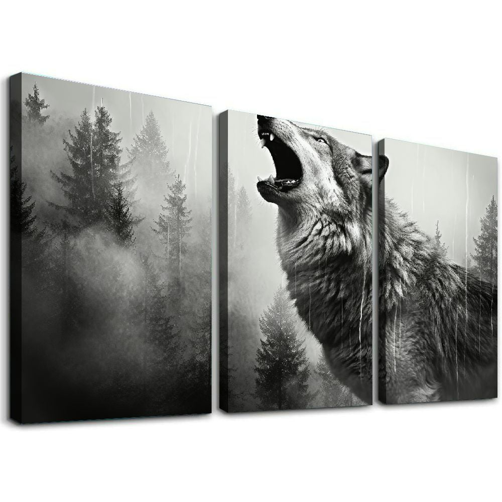 JRXY Wolf Canvas Wall Art Black and White Wolves Prints for Home Decor ...