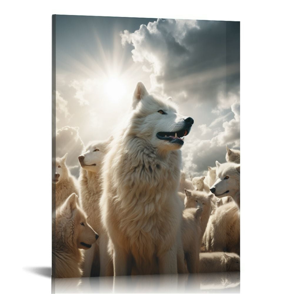 JRXY Wolf Canvas Wall Art Forest and Wolf Picture Painting Print Modern ...