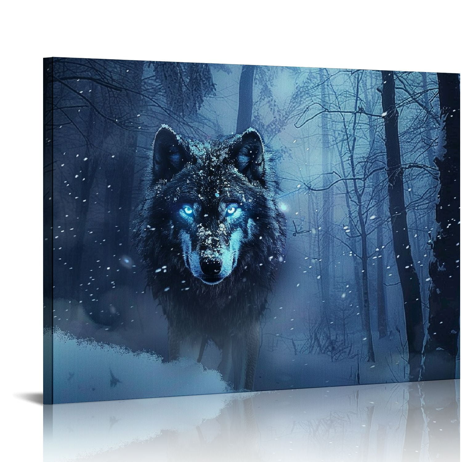 JRXY Wolf Painting Wall Art Giclee Wild Animal with Blue Eyes Picture ...