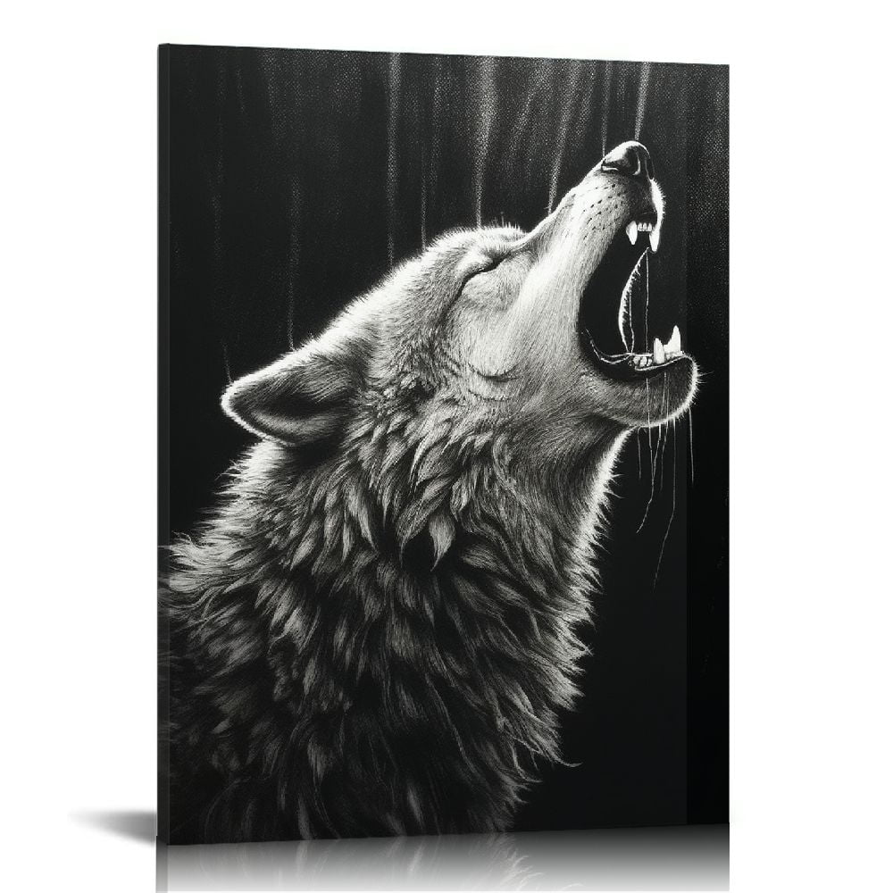 JRXY Wolf Retro Wall Decor Wolves Poster Black and White Abstract ...