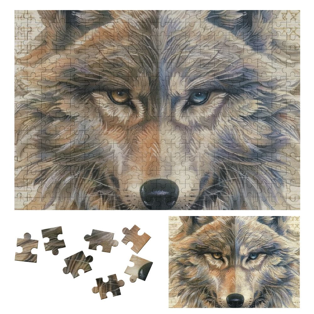JRXY Wolves Blue Eyes Brown Eyes Wooden Jigsaw Puzzle Leisure Game Toy ...