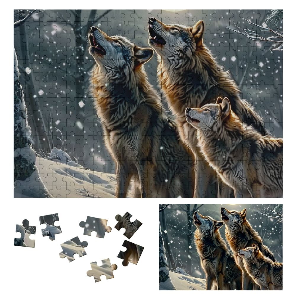 JRXY Wolves Snow Moon Wooden Puzzle Challenging Difficult Wood Puzzles ...