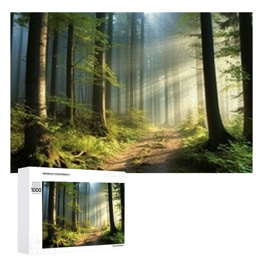 JRXY Woods Sun Shining Fog Wooden Jigsaw Puzzle Challenging Difficult ...