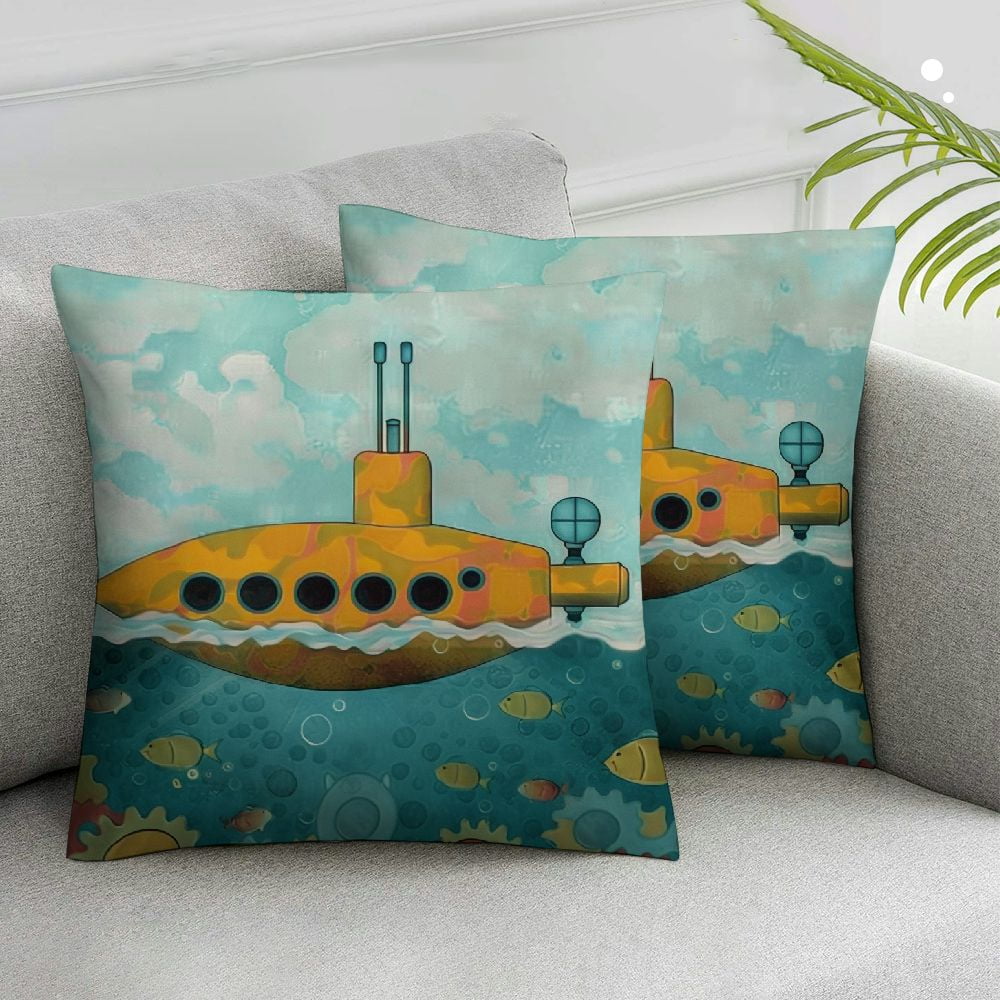JRXY Yellow Submarine Throw Pillow Cushion Case Pack of 2, Illustration ...