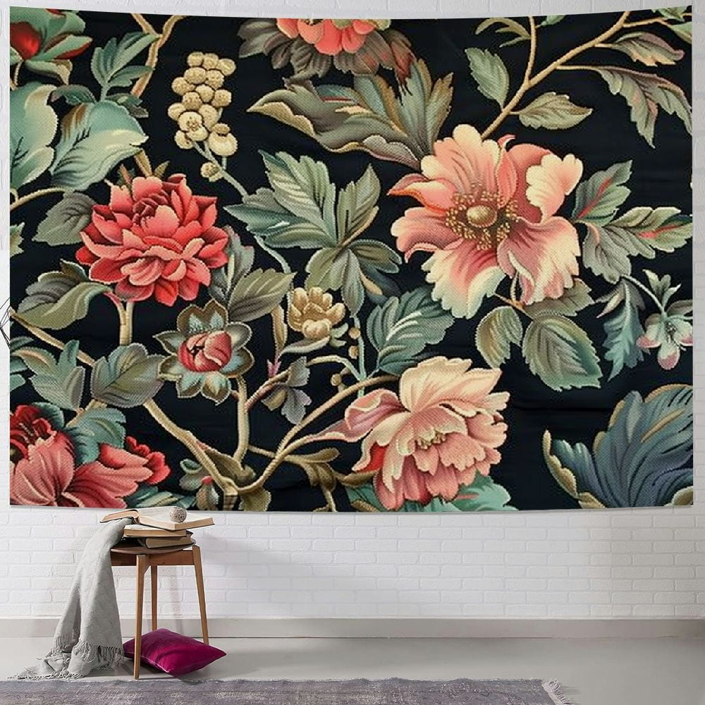 JRXY bohemian floral tapestry vintage peony leaves Retro style persian ...