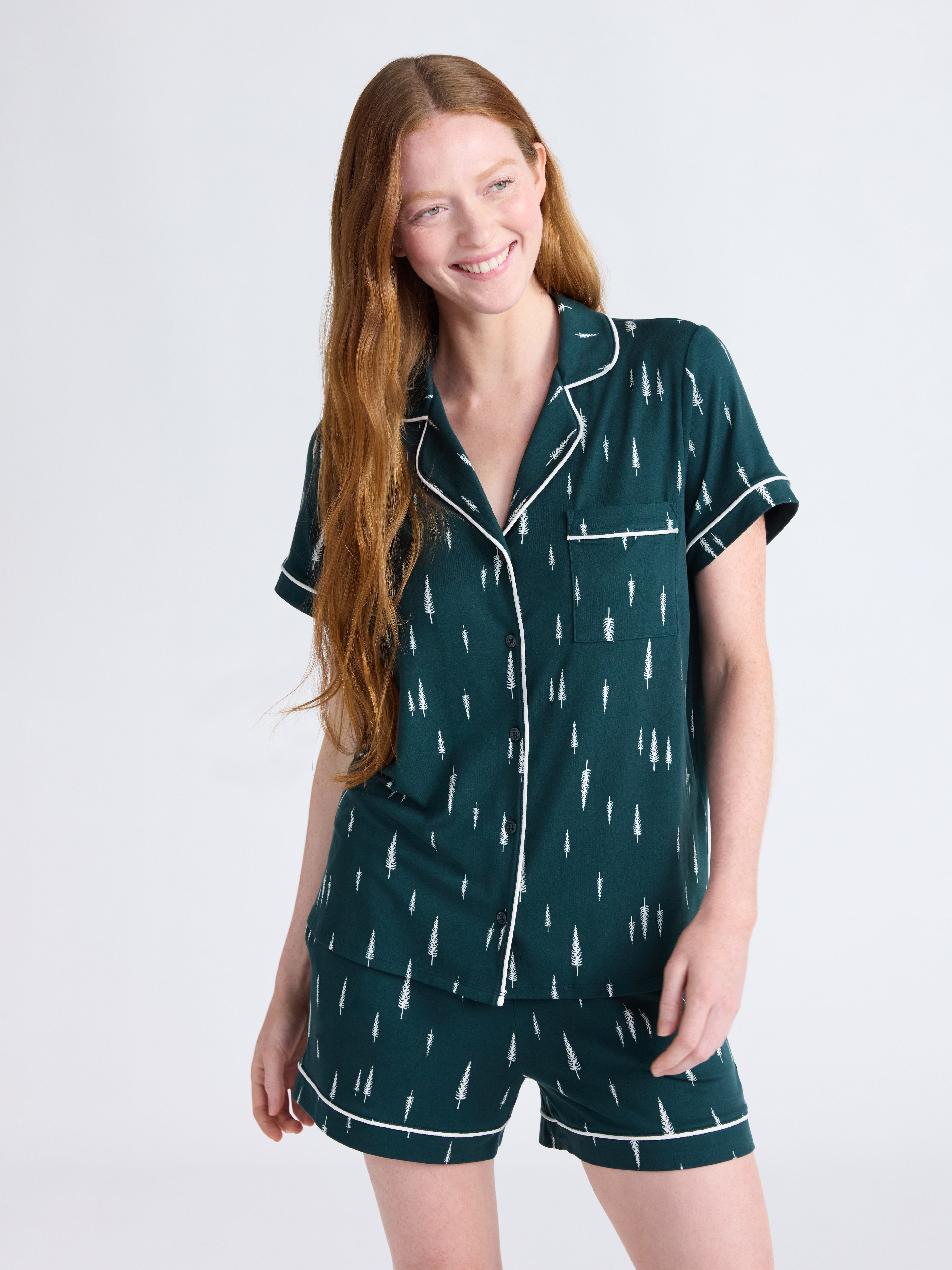 Joyspun Women’s Dreamy Soft Collection Notch Collar Knit Top and Boxer ...