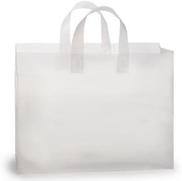 JS Frosted Plastic Shopping Gift Bags Large (16"x6"x12")- Quantity of ...