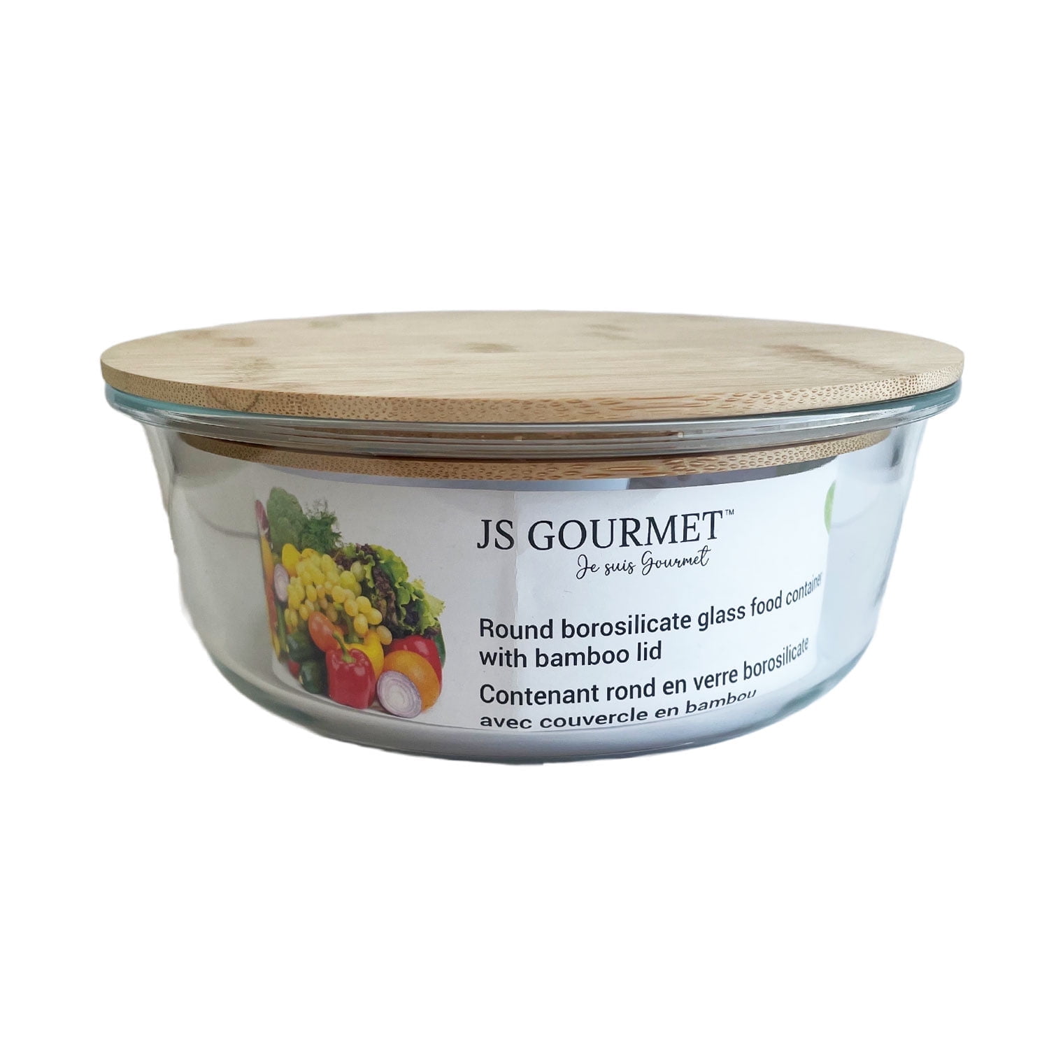 JS Gourmet 2 Pcs Round Glass Food Storage Containers 32.1oz (950 ml ...