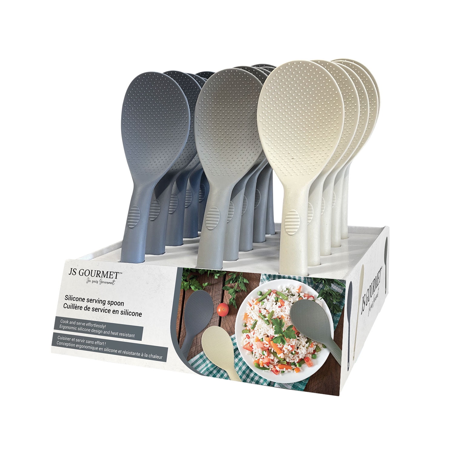 JS Gourmet 2 Pcs Silicone Rice Paddle, Heat Resistant Non-Stick Rice ...