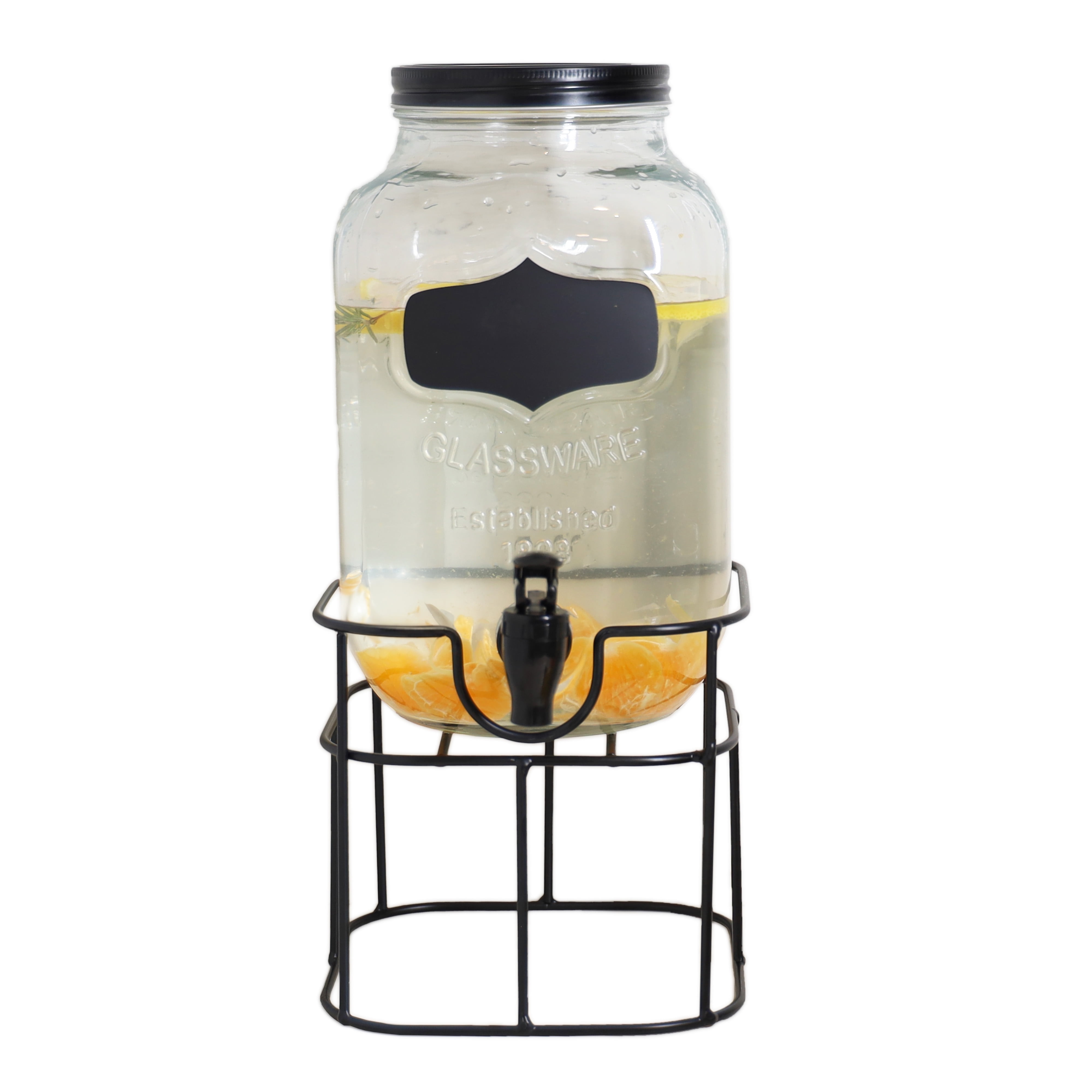 JS Gourmet 4L Glass Mason Beverage Dispenser with Stand, Spigot ...