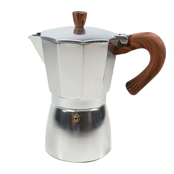 JS Gourmet 6 Cup Aluminum Moka Pot Espresso Coffee Maker with Ergonomic ...