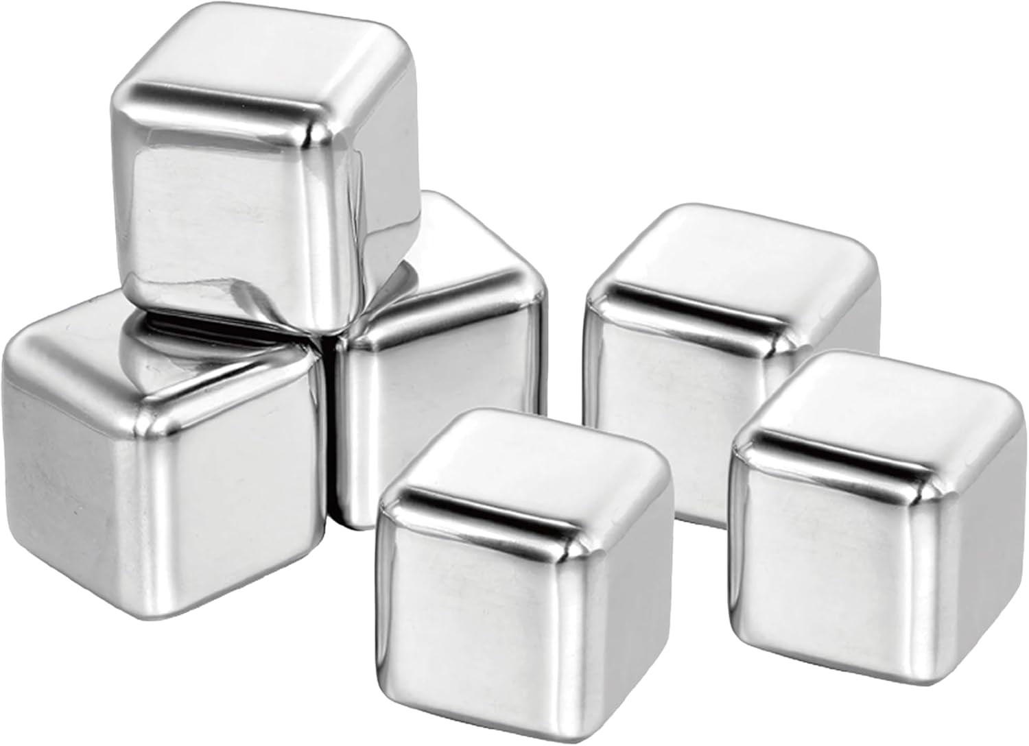 JS Gourmet 6 Pcs Reusable and Refreezable Stainless Steel Stones Ice ...