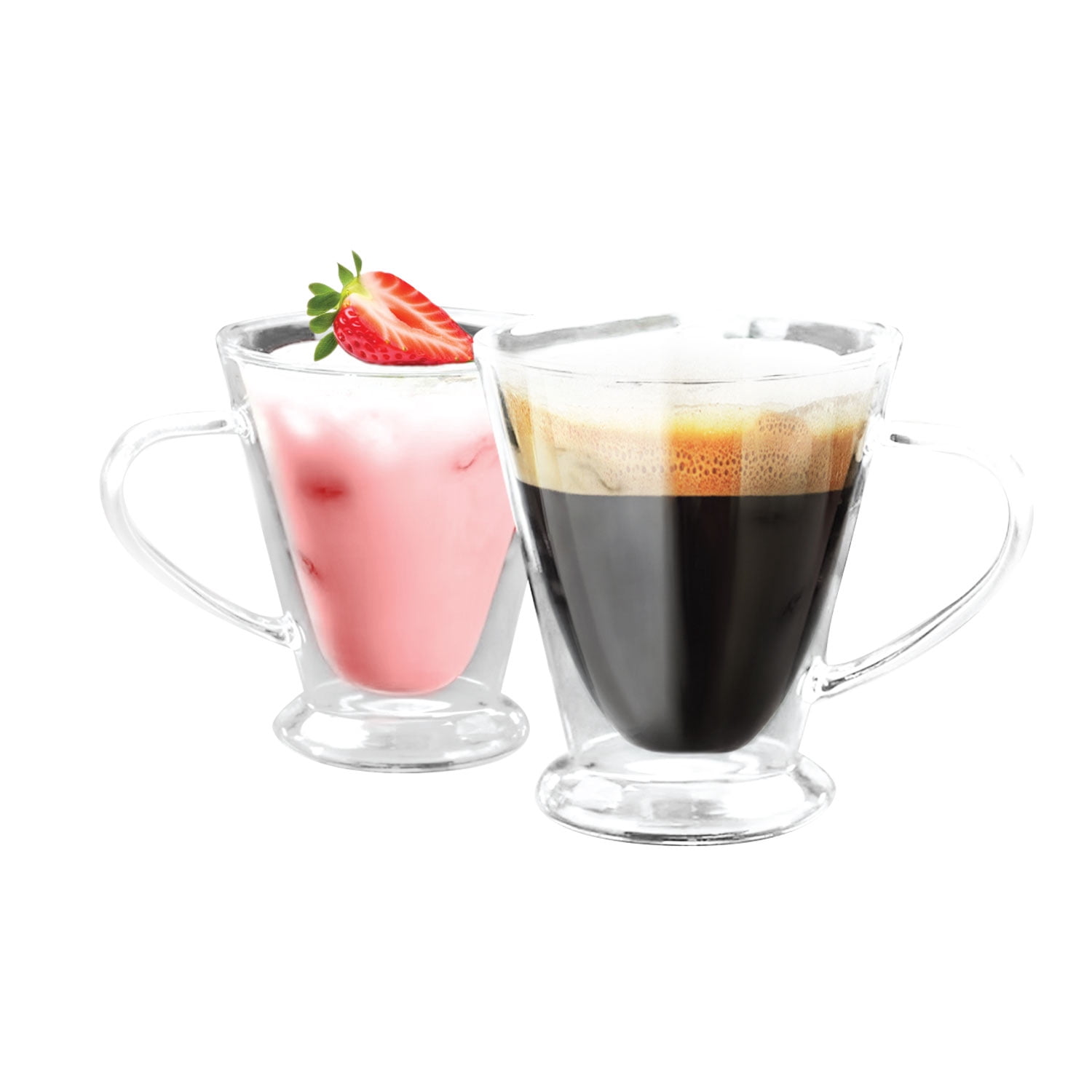 JS Gourmet 8.5oz (250ml) Tapered Double Walled Insulated Glass Cups ...