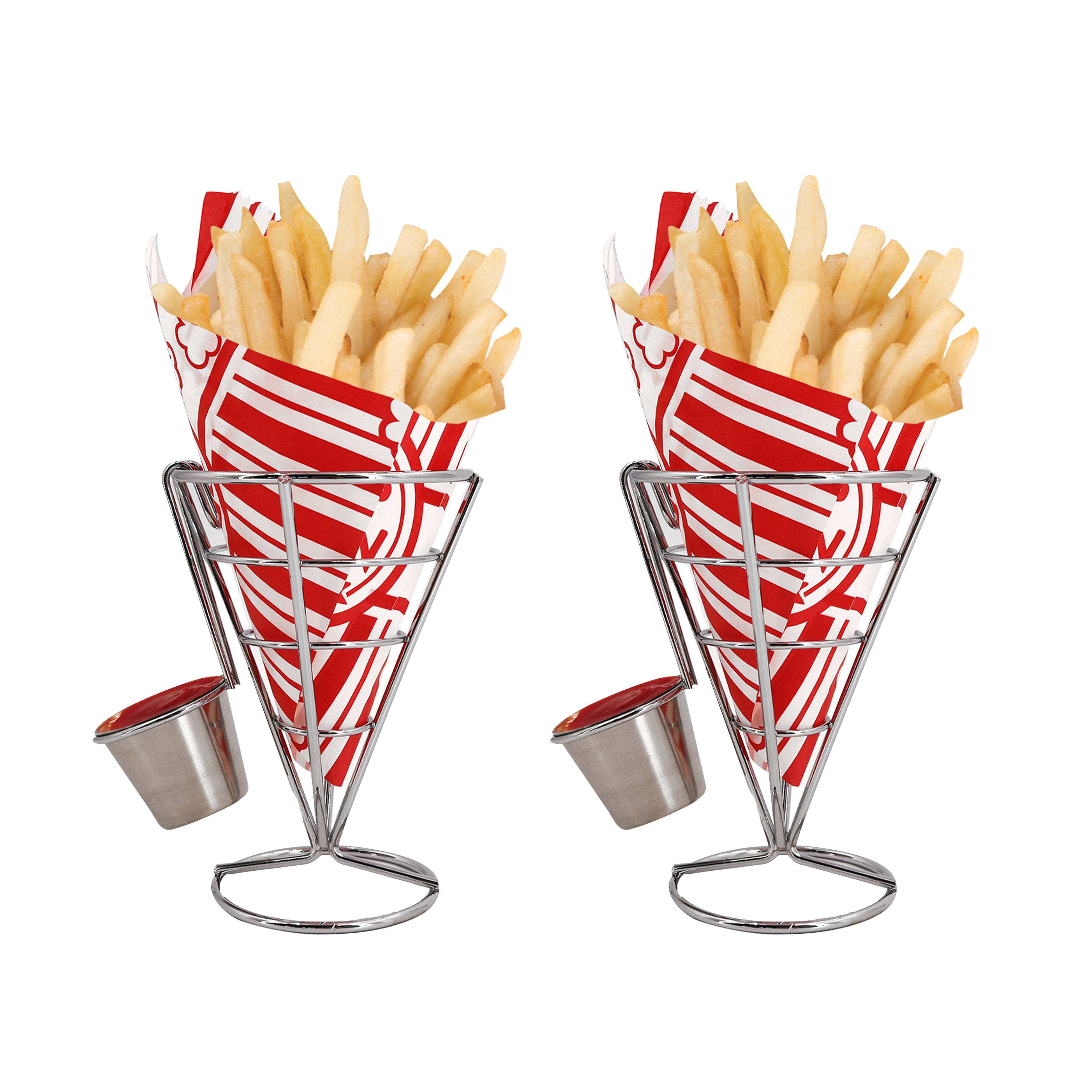 JS Gourmet - French Fries Holder with Condiment Container, Stainless ...