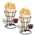JS Gourmet French Fry Holder Cone with 2 Condiment Dip Bowls, Steel ...