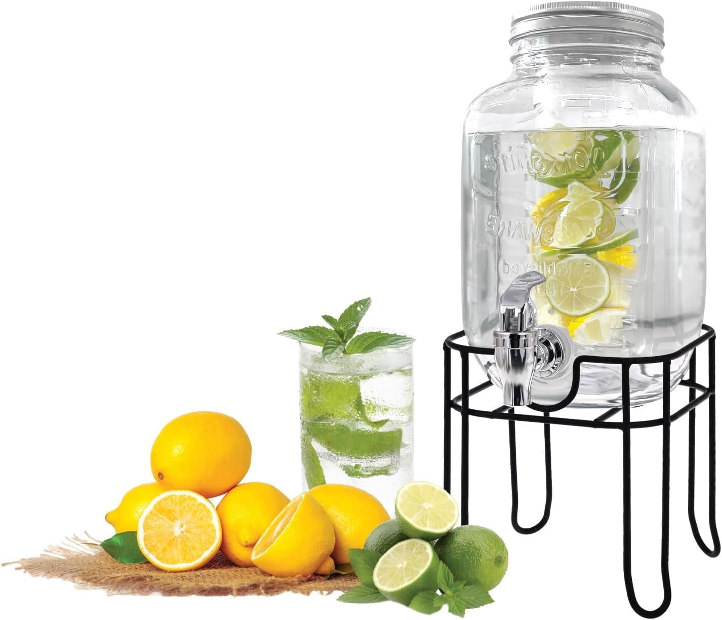 JS Gourmet - Glass Beverage Dispenser with Integrated Infuser, 4 Liter ...