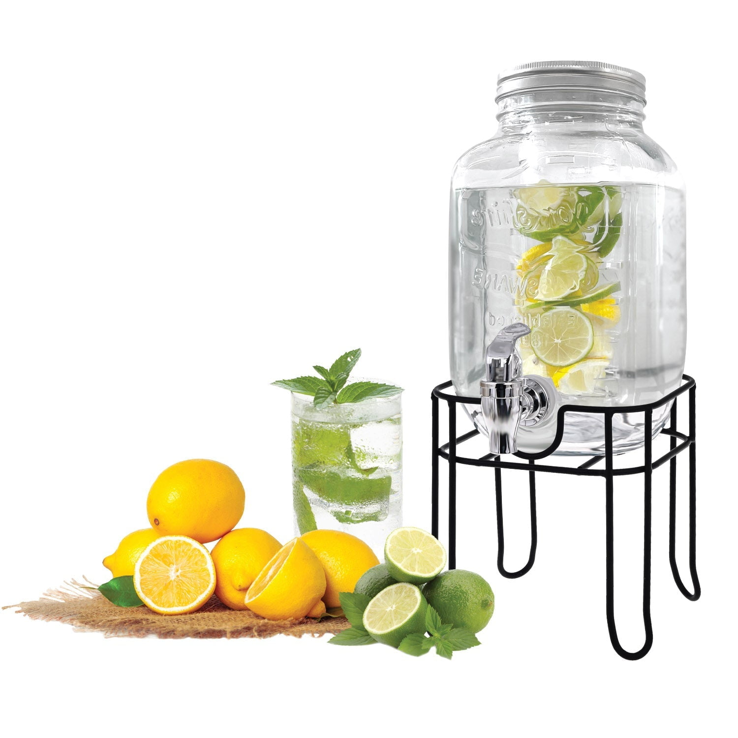 JS Gourmet - Glass Beverage Dispenser with Integrated Infuser, 4 Liter ...