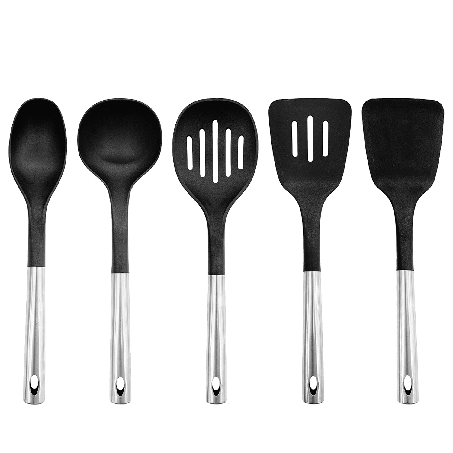 JS Gourmet - Set of 5 Kitchen Utensils in Nylon and Stainless Steel ...
