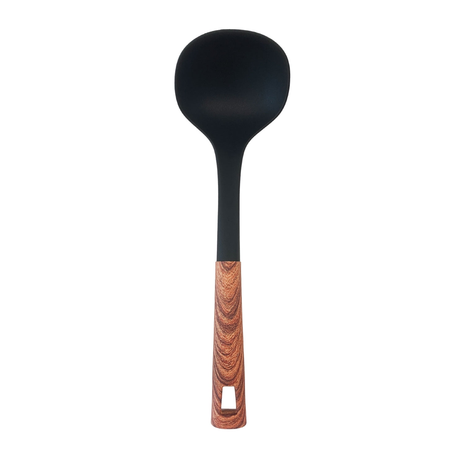 JS Gourmet Soft Touch Nylon Ladle Spoon with Wood Grain Handle and ...