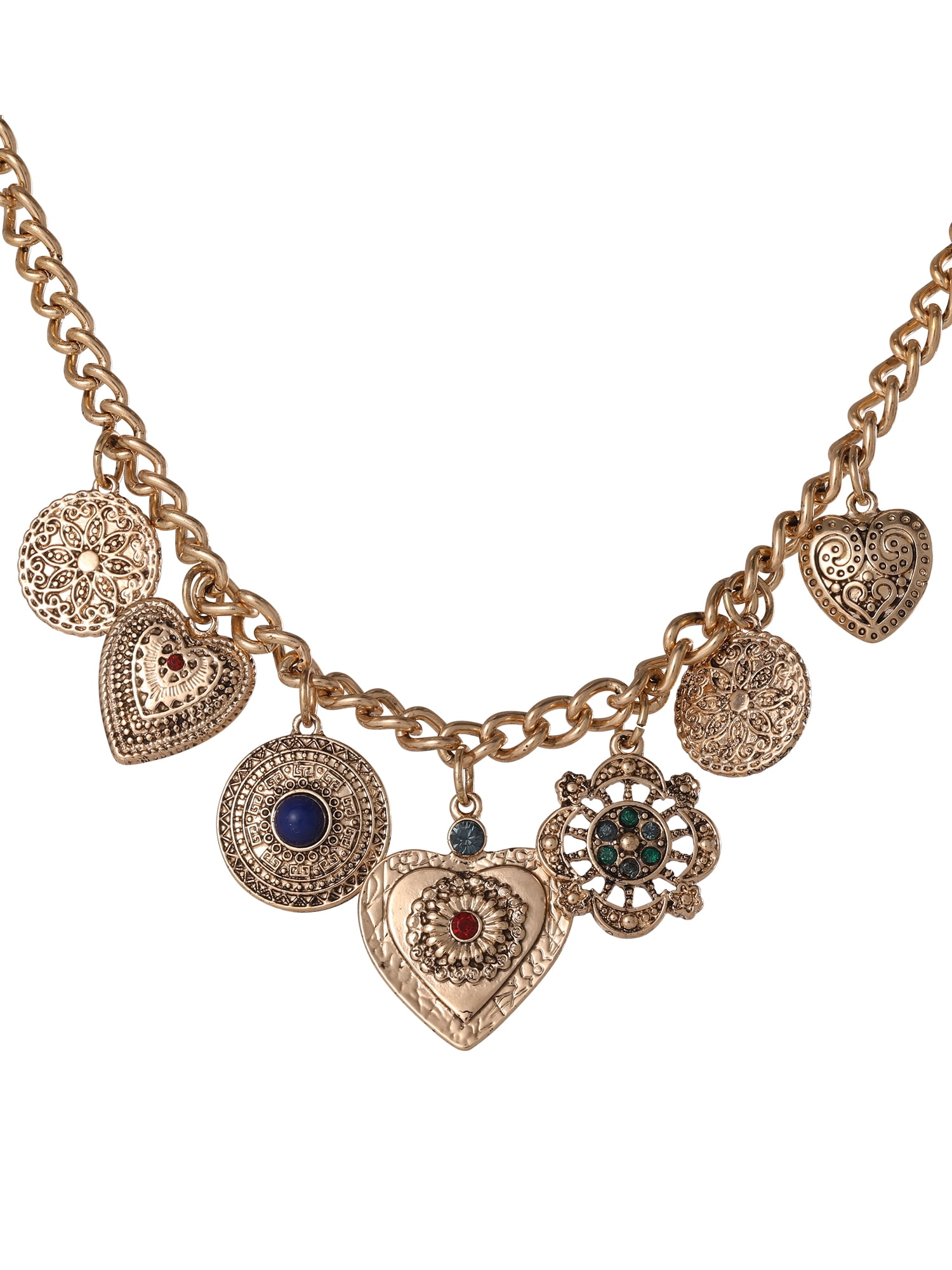 Jessica Simpson Women's Heart Charm Necklace with Figaro Chain, 18" + 3 ...