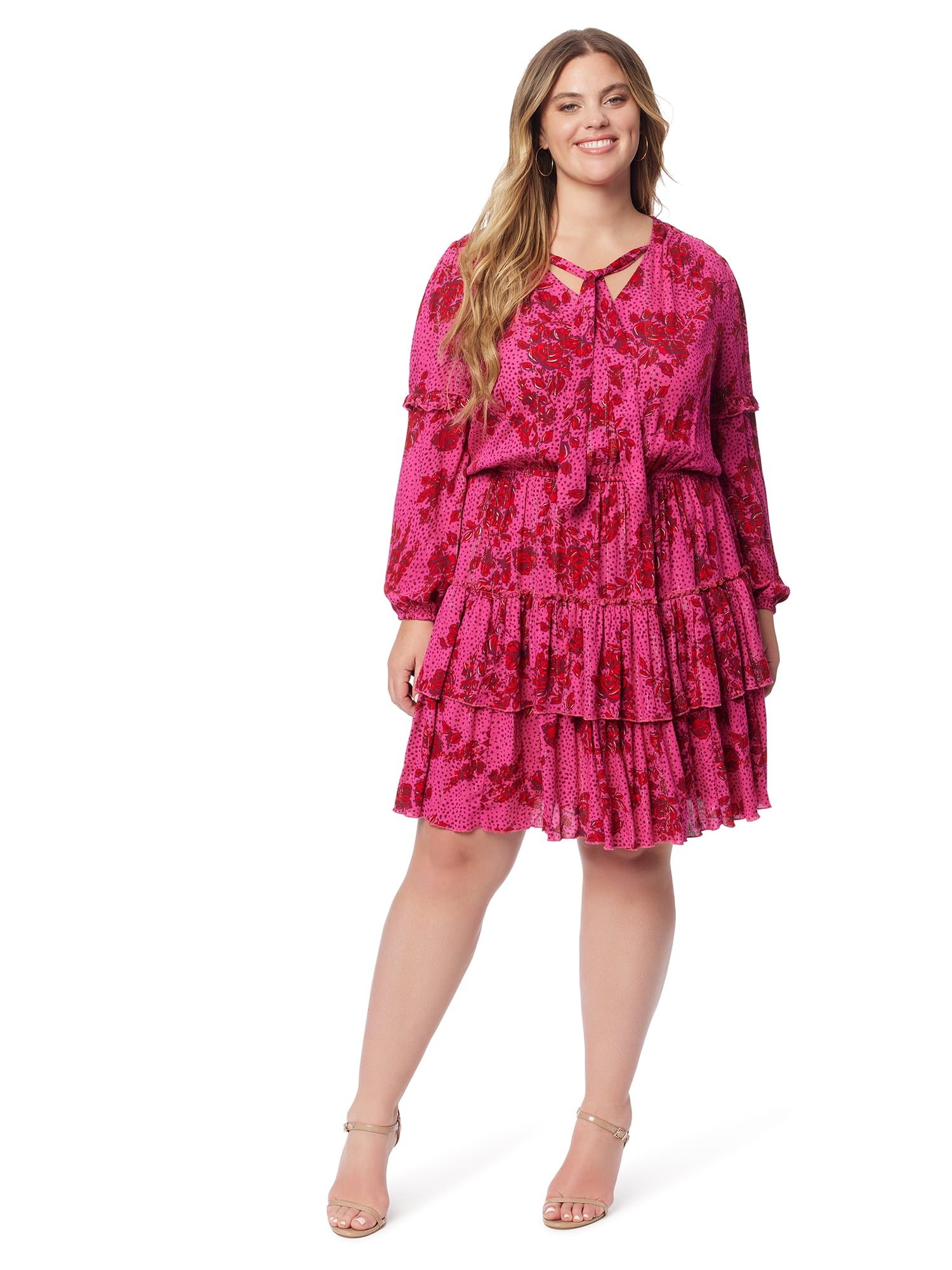 Jessica Simpson Women's and Women's Plus Izzy Ruffle Dress, Sizes XS-4X ...