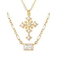 JS Jessica Simpson Gold Plated Sterling Silver CZ and Pearl Cross ...