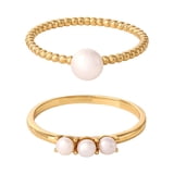 JS Jessica Simpson Women’s Gold Plated Sterling Silver Pearl 2 Piece ...