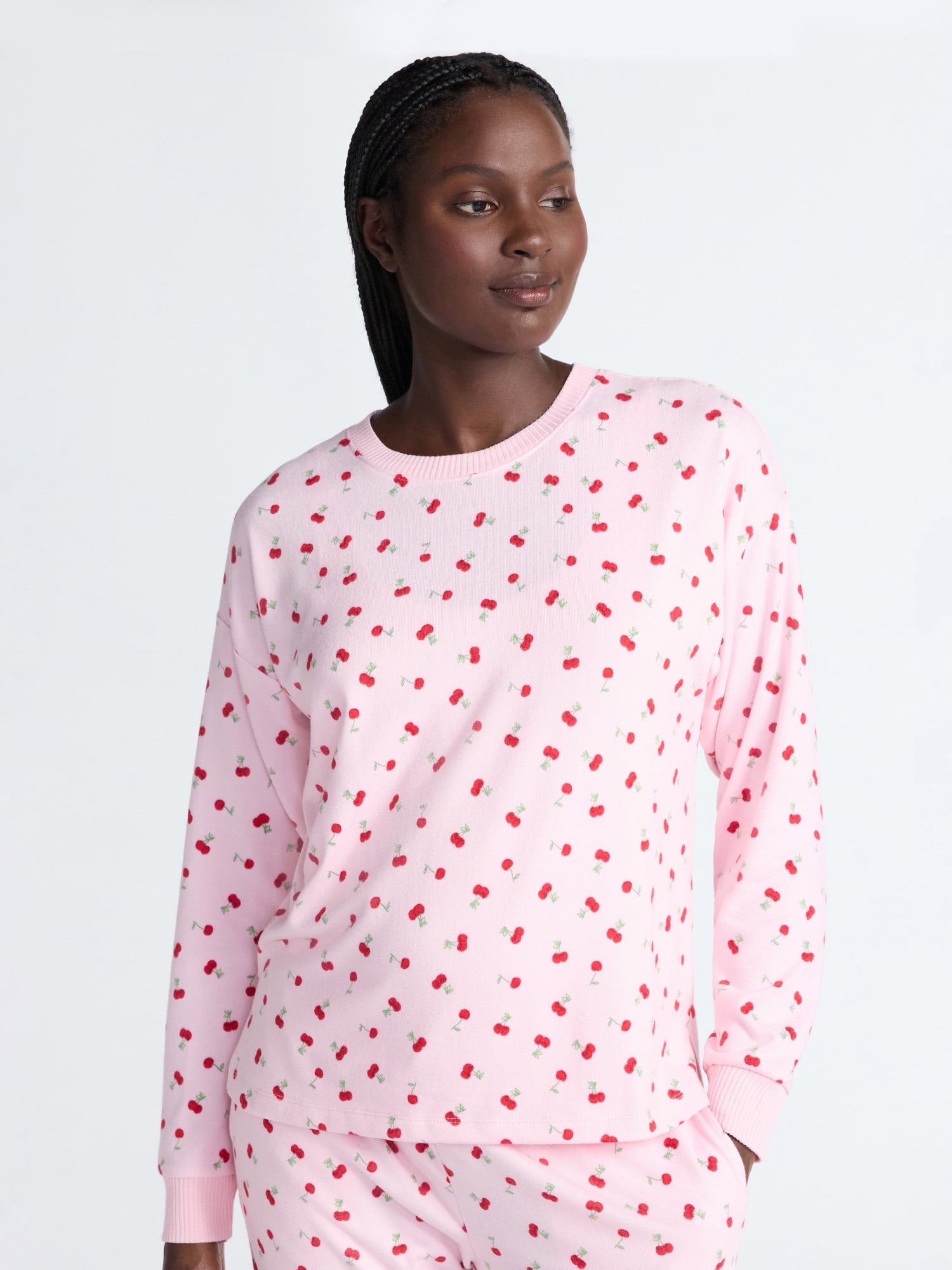 Joyspun Women's Cozy Lounge Collection Hacci Knit Sleep Top with Long ...