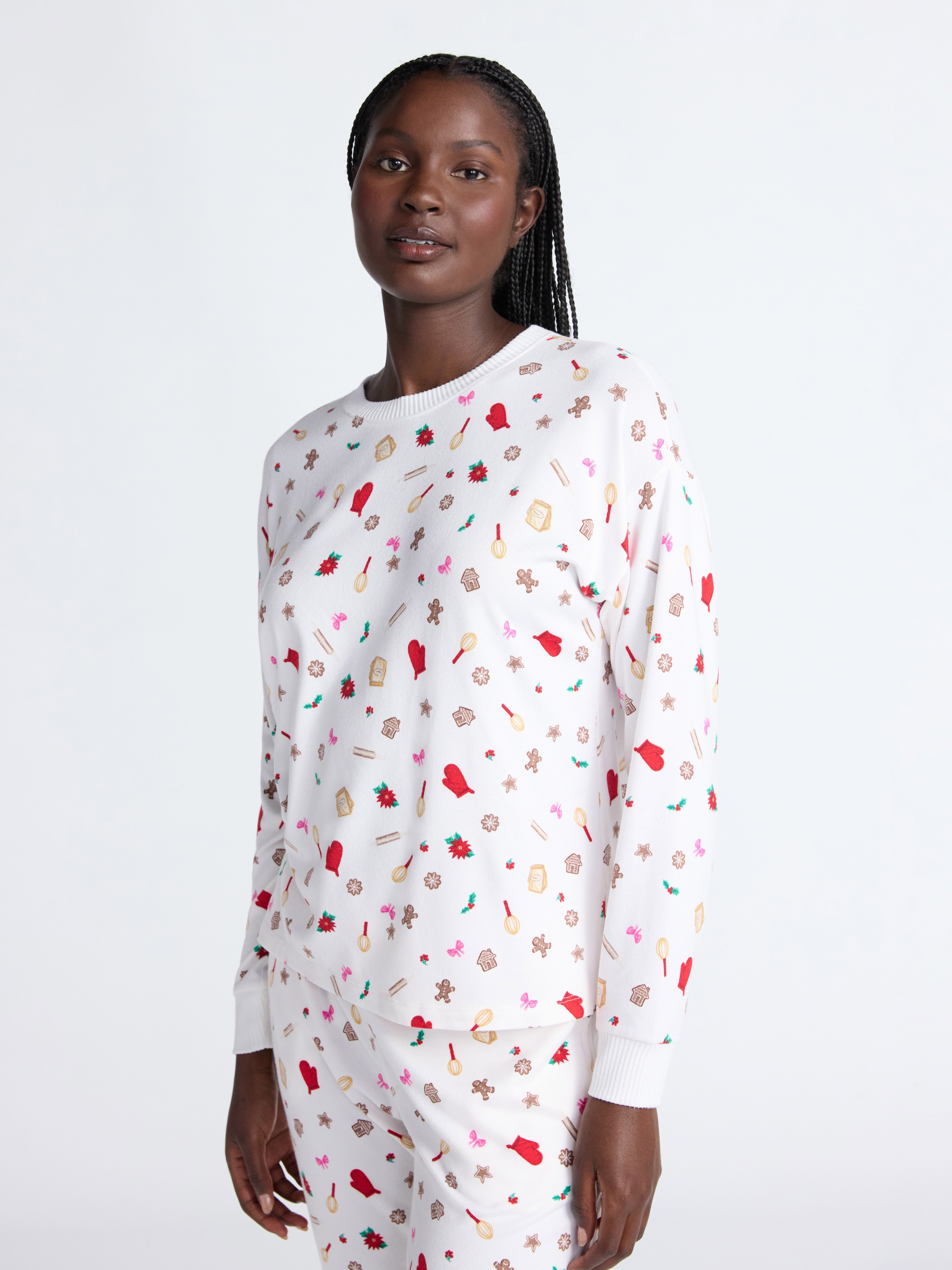 Joyspun Women's Cozy Lounge Collection Hacci Knit Sleep Top with Long ...