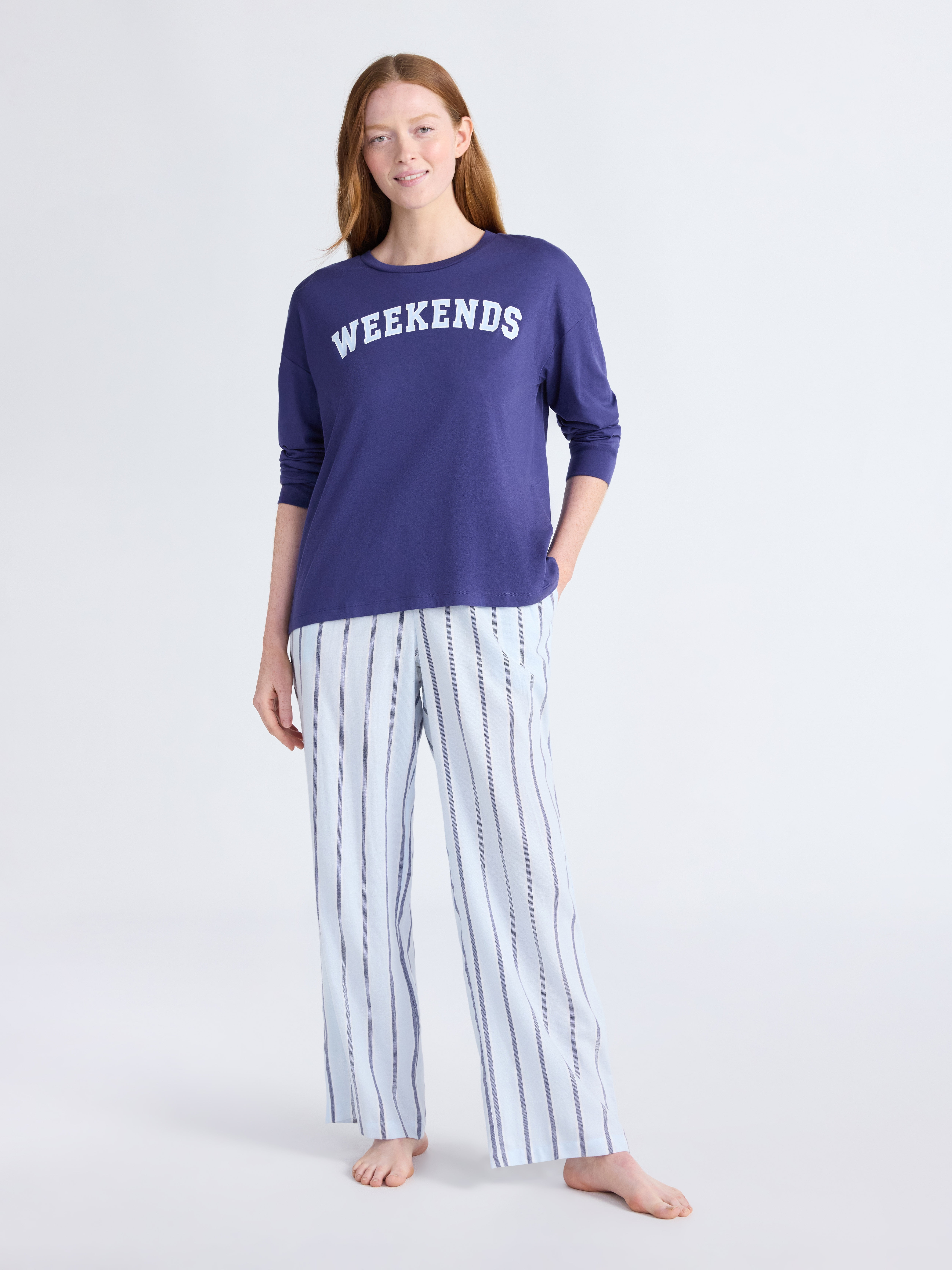 Joyspun Women's Long Sleeve Top and Flannel Pants Pajama Set, 2-Piece ...