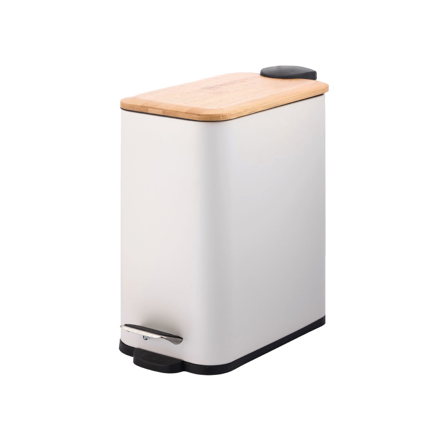 JS Maison 1.3 Gallon, 5L Rectangular White Steel Garbage Trash Can with ...