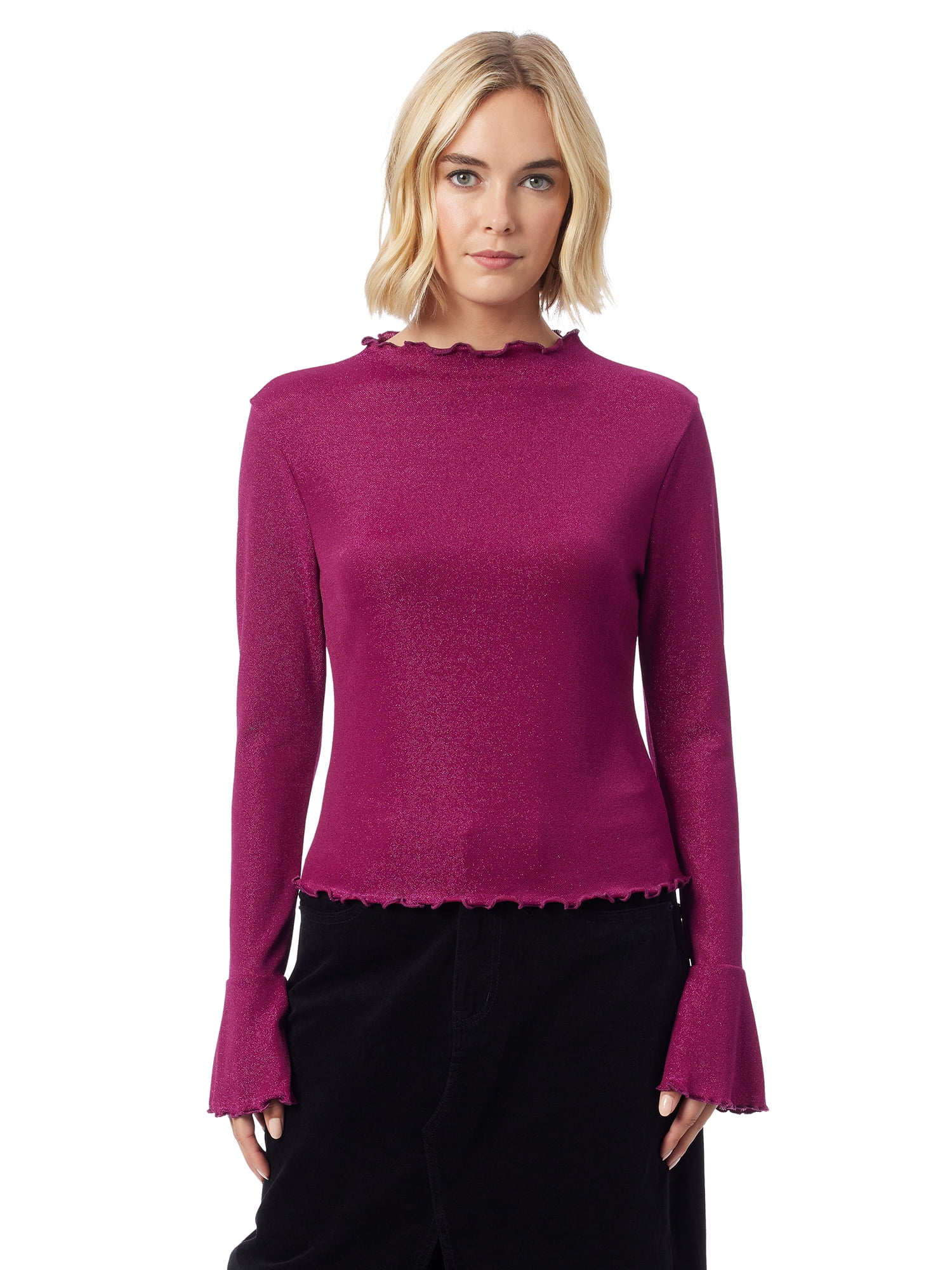 Jessica Simpson Women's and Women's Plus Savana Sparkle Knit Top, Sizes ...